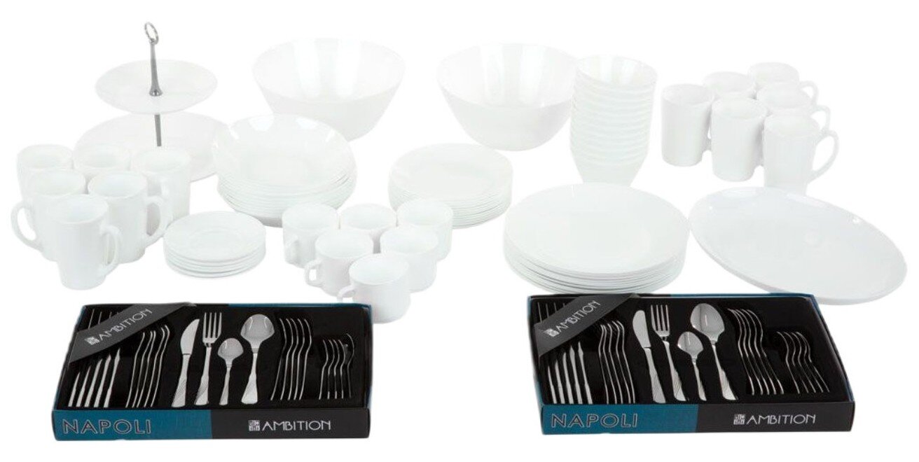 Serwis obiadowo-kawowy szklany ARCOPAL Zelie 12 osób (136 elementów ...